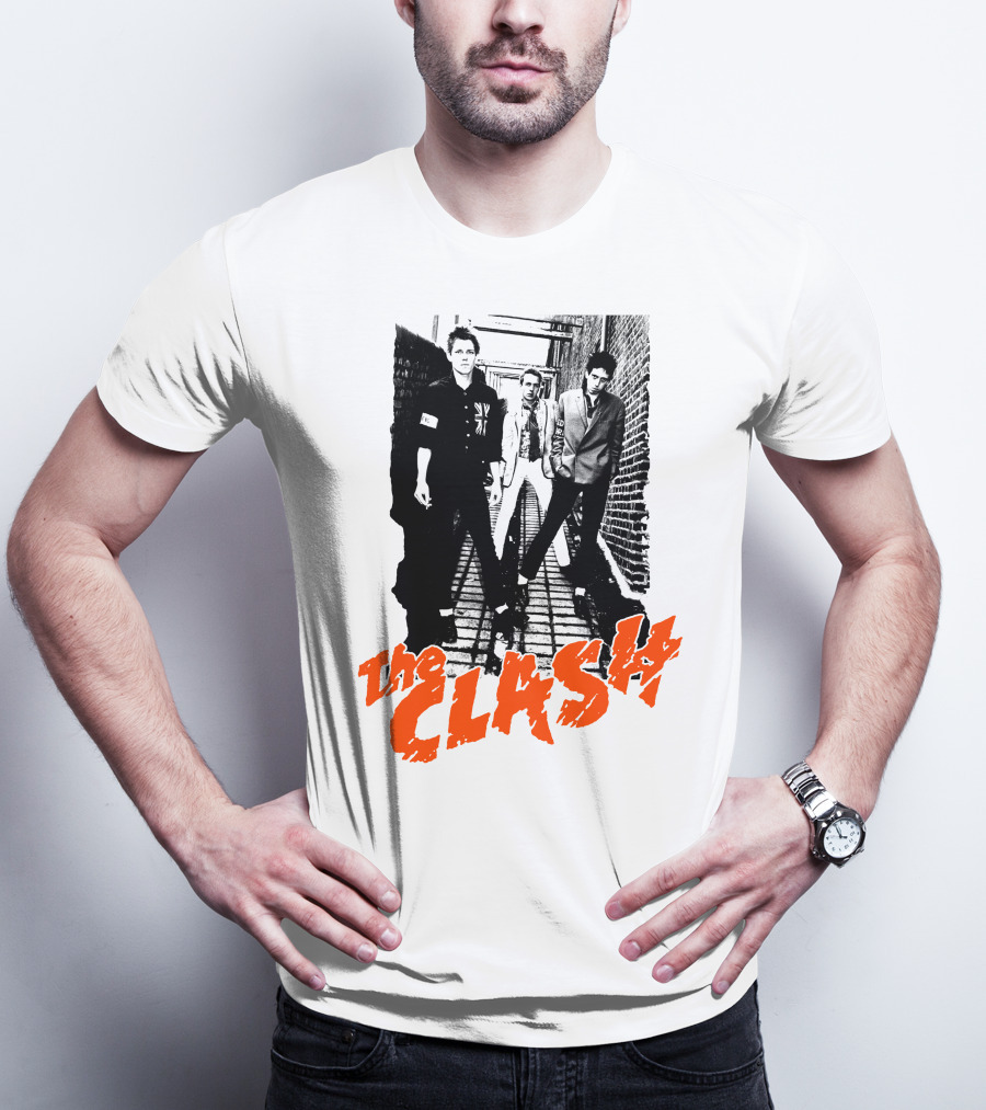 The Clash Band Black And White Alley Photograph With Red T-Shirt