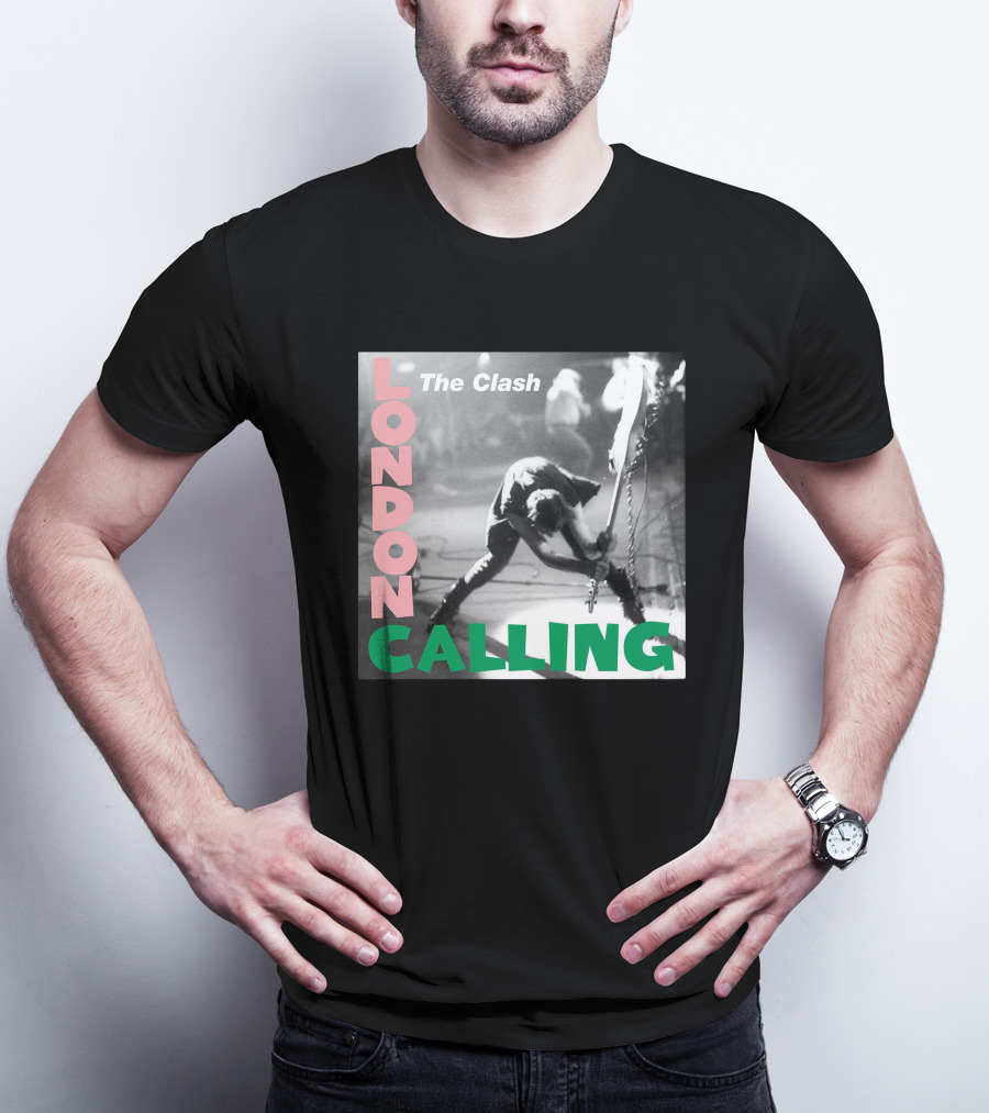 The Clash London Calling Album Cover Black And White Photo Iconic Rock Band T-Shirt