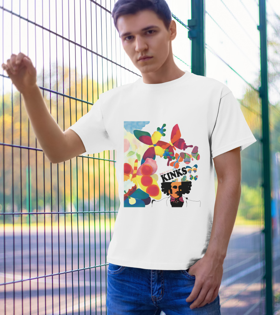 Kinks Face To Face 60S Psychedelic Butterfly Album Cover T-Shirt
