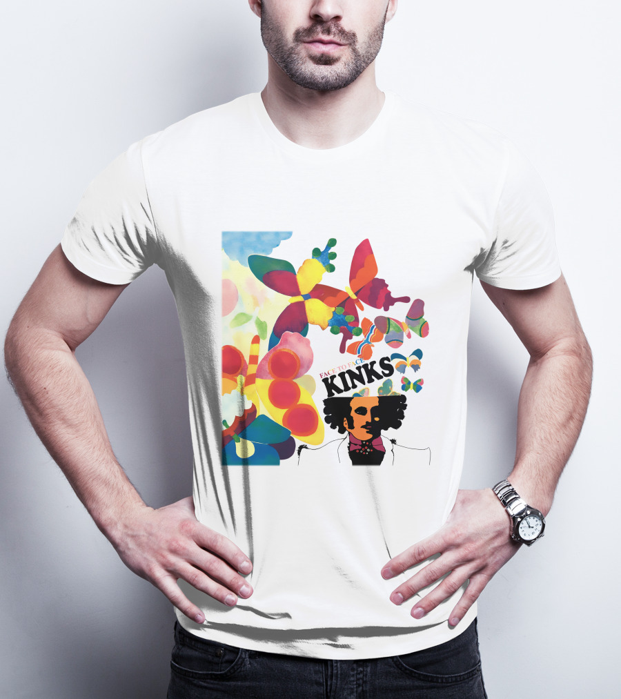 Kinks Face To Face 60S Psychedelic Butterfly Album Cover T-Shirt