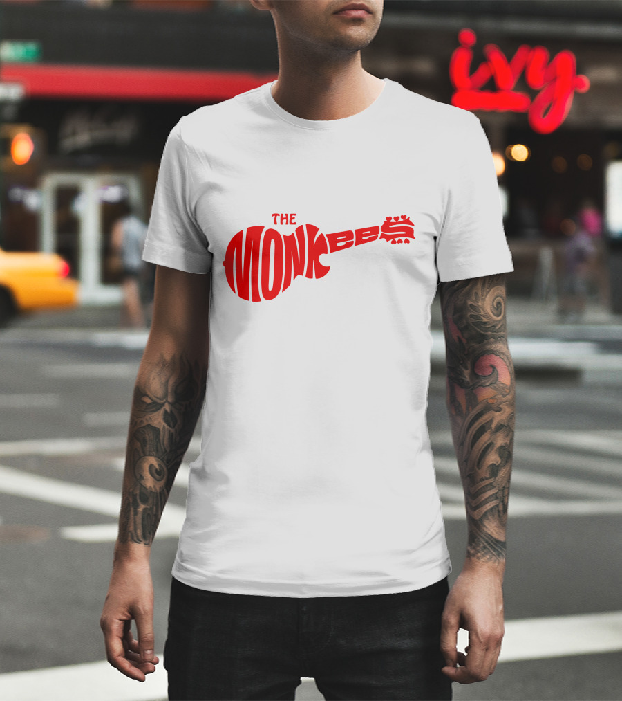 The Monkees Logo Guitar Shape Red T-Shirt