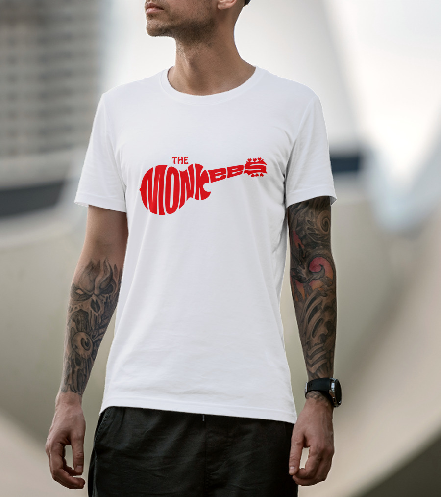 The Monkees Logo Guitar Shape Red T-Shirt