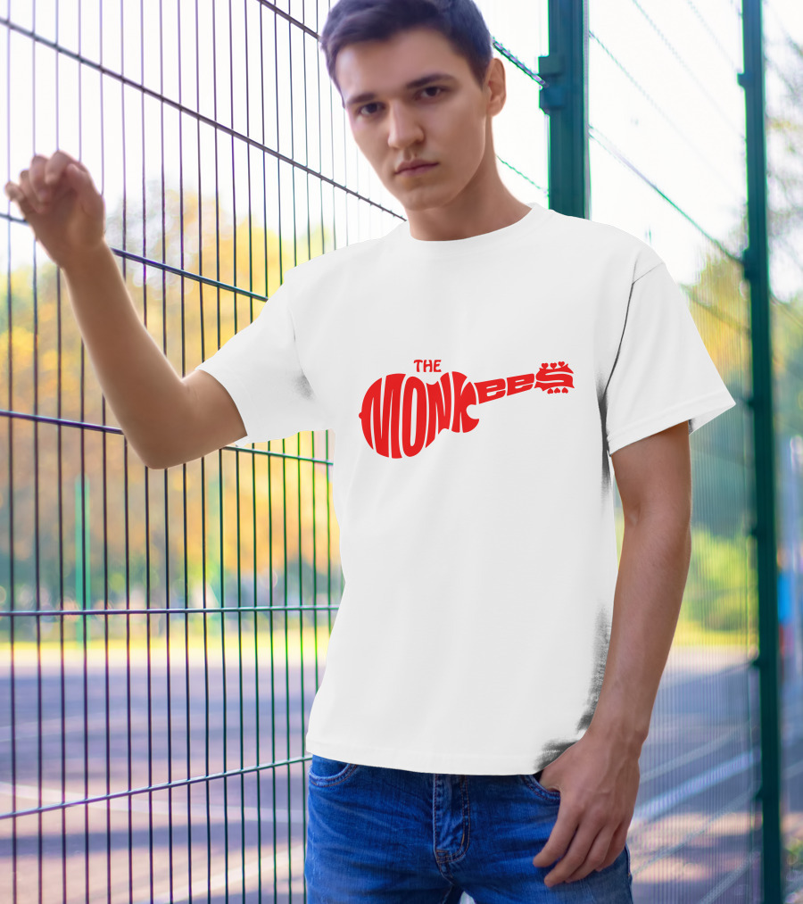 The Monkees Logo Guitar Shape Red T-Shirt