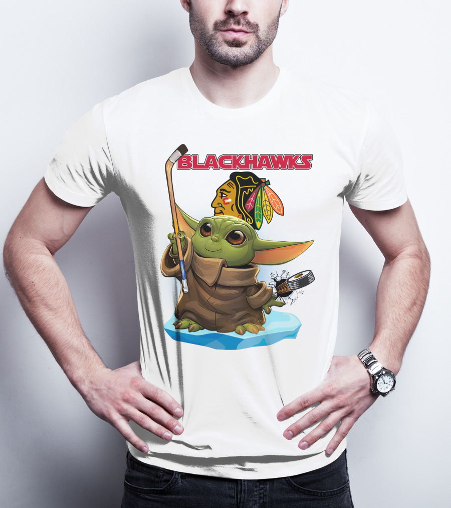 Baby Yoda Blackhawks Hockey T-Shirt