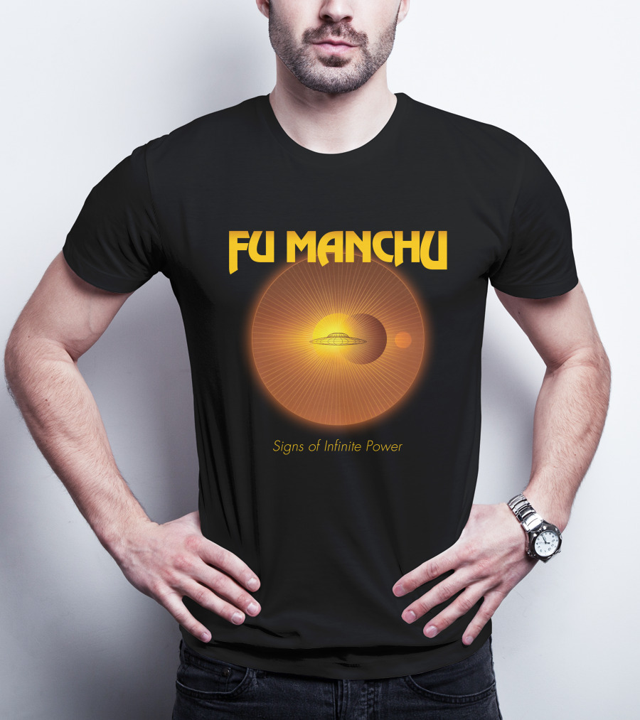 Fu Manchu Signs Of Infinite Power Ufo Solar Eclipse Rings T-Shirt