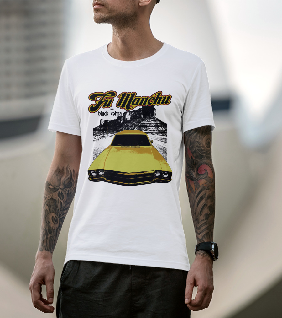 Fu Manchu With Black Cobra Desert Car Scene T-Shirt