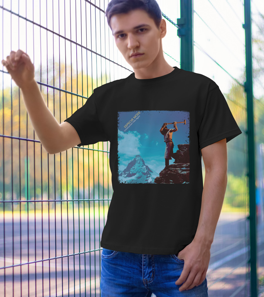 DEPECHE MODE Construction Time Again Worker On Mountain Rugged Skyline T-Shirt