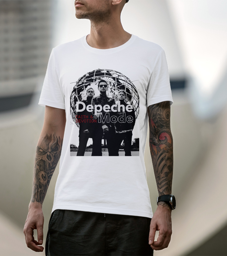 Depeche Mode Faith And Devotion Iconic Band Members In Front Of Unisphere T-Shirt