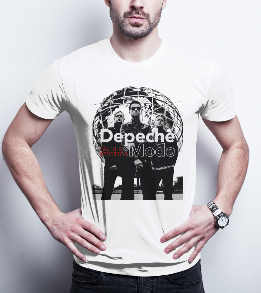 Depeche Mode Faith And Devotion Iconic Band Members In Front Of Unisphere T-Shirt