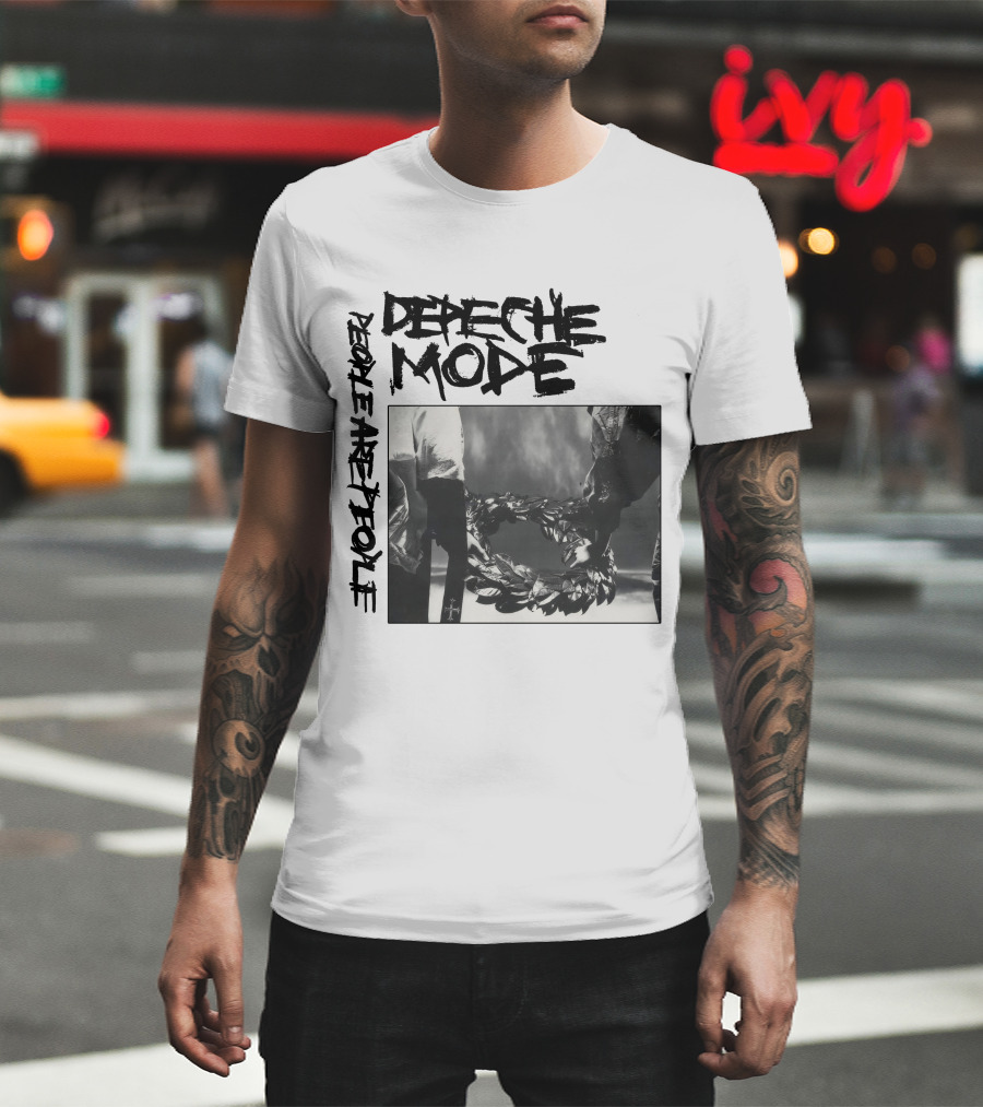 Depeche Mode People Are People Wreath Monochrome T-Shirt