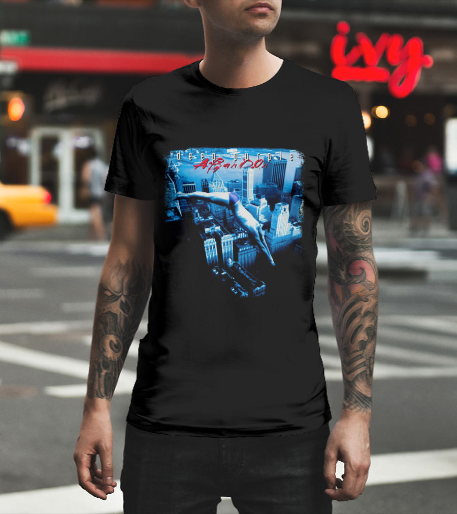 Deep Purple Abandon Diver Over Cityscape T-Shirt
