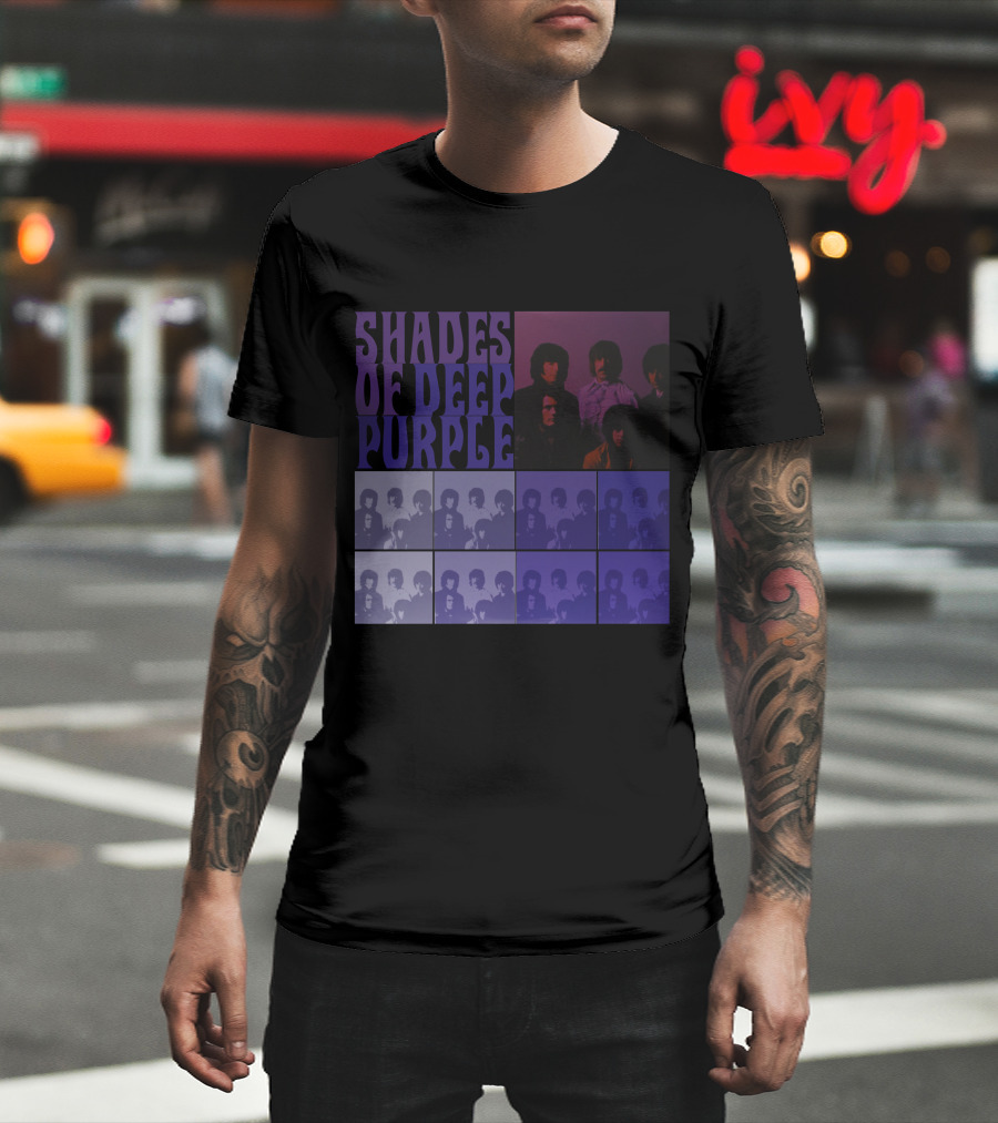 Shades Of Deep Purple Band Photo Collage T-Shirt