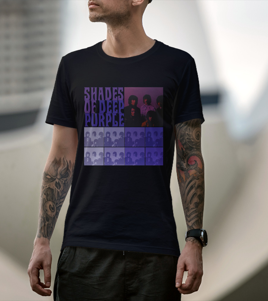 Shades Of Deep Purple Band Photo Collage T-Shirt
