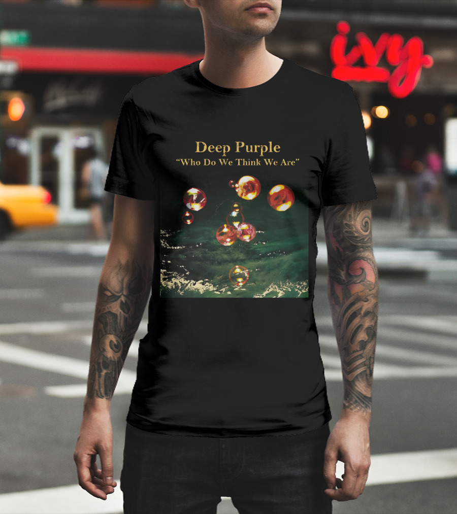 Deep Purple Who Do We Think We Are Album Cover Bubbles T-Shirt
