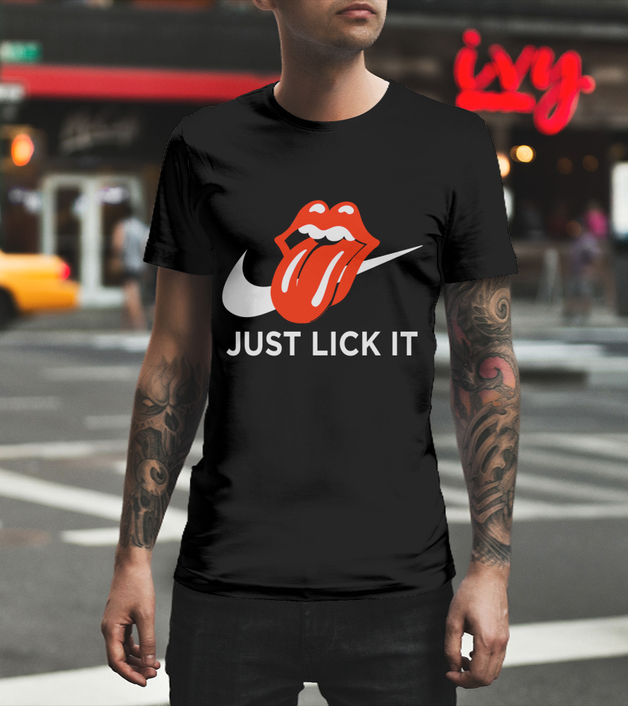 Rolling Lips Logo Just Lick It Swoosh T-Shirt