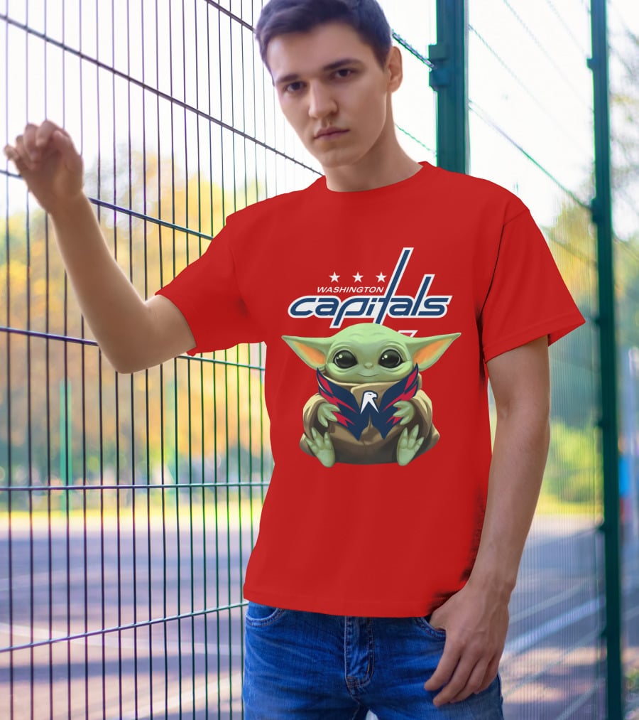 Washington Capitals Baby Yoda NHL Hockey Mandalorian Crossover T-Shirt