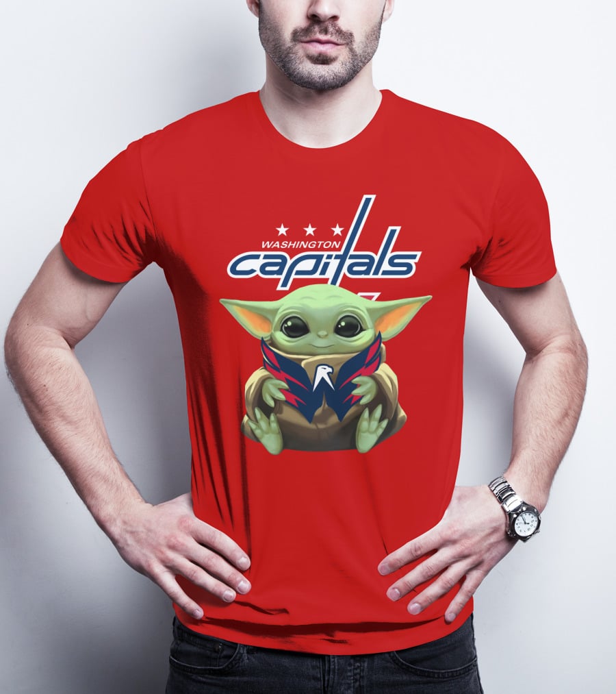 Washington Capitals Baby Yoda NHL Hockey Mandalorian Crossover T-Shirt