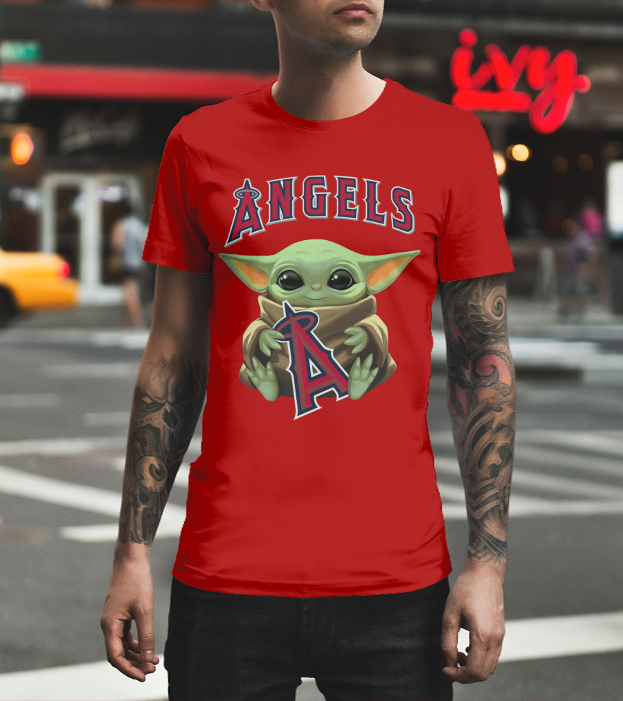 Baby Yoda Angels MLB Baseball Team Crossover T-Shirt
