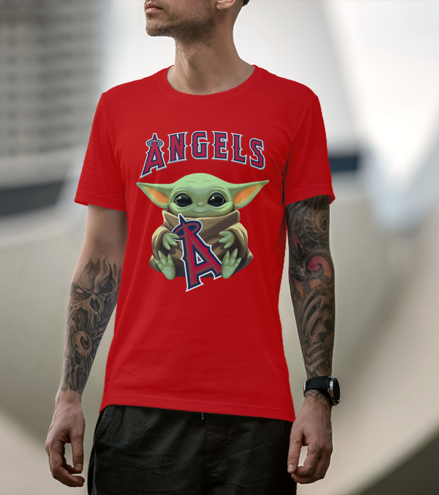 Baby Yoda Angels MLB Baseball Team Crossover T-Shirt