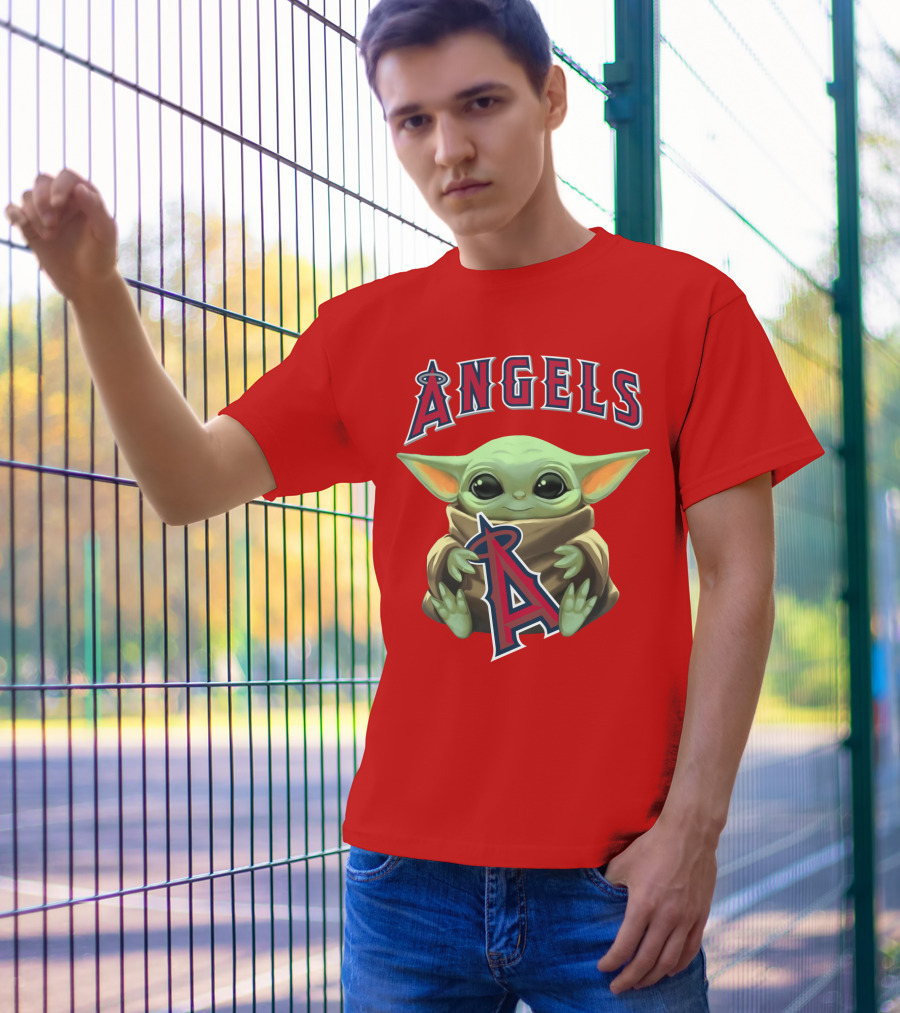 Baby Yoda Angels MLB Baseball Team Crossover T-Shirt