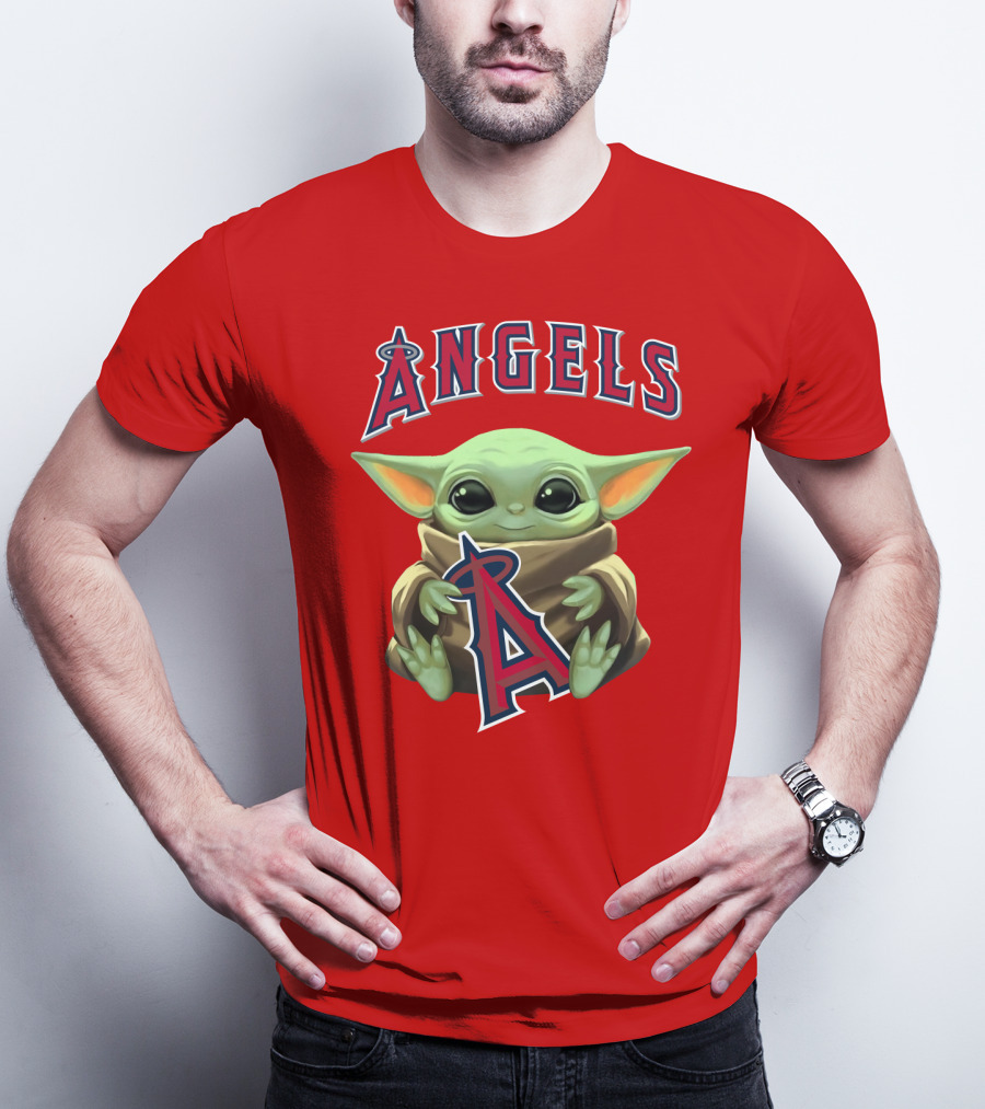 Baby Yoda Angels MLB Baseball Team Crossover T-Shirt