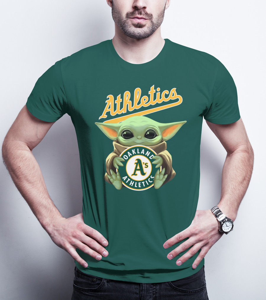 Oakland Athletics Baby Yoda Holding T-Shirt