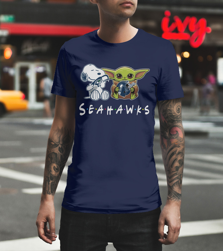 Snoopy Baby Yoda Seahawks T-Shirt