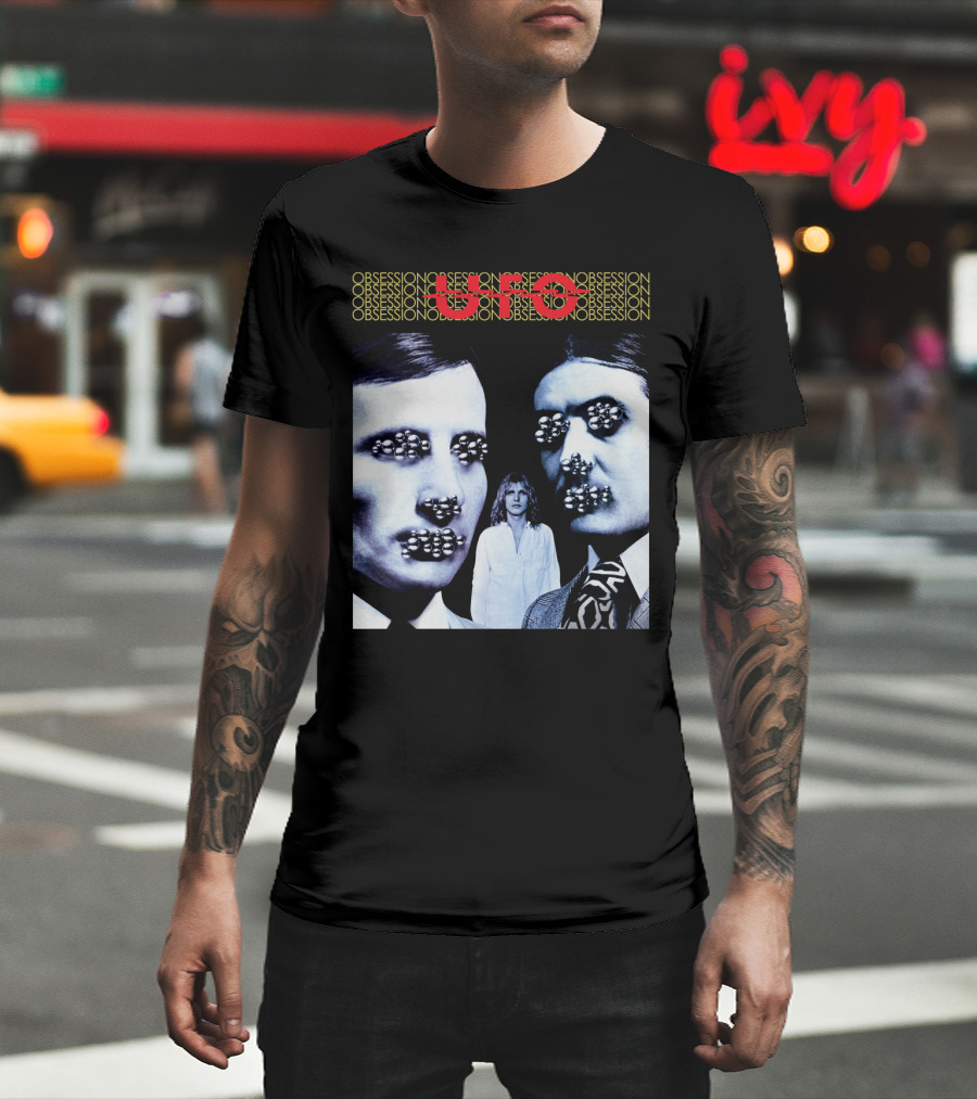 UFO Obsession Faces With Metallic Beads T-Shirt