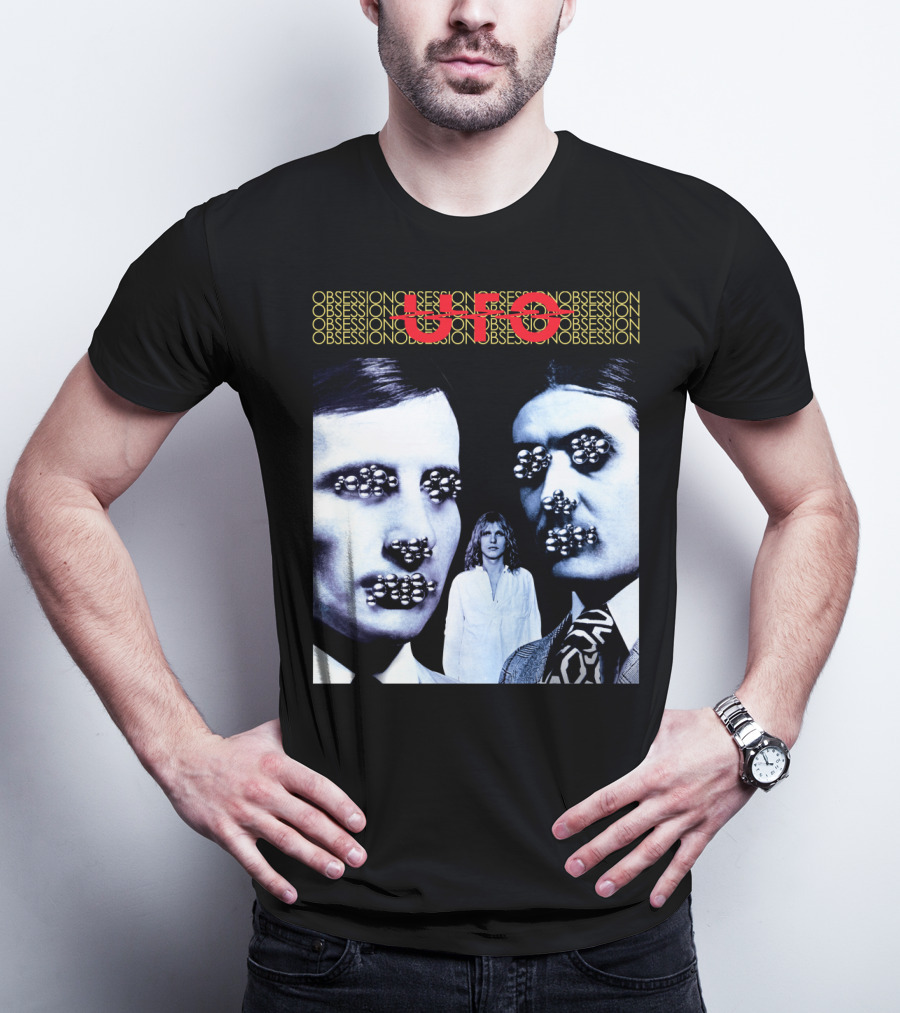 UFO Obsession Faces With Metallic Beads T-Shirt