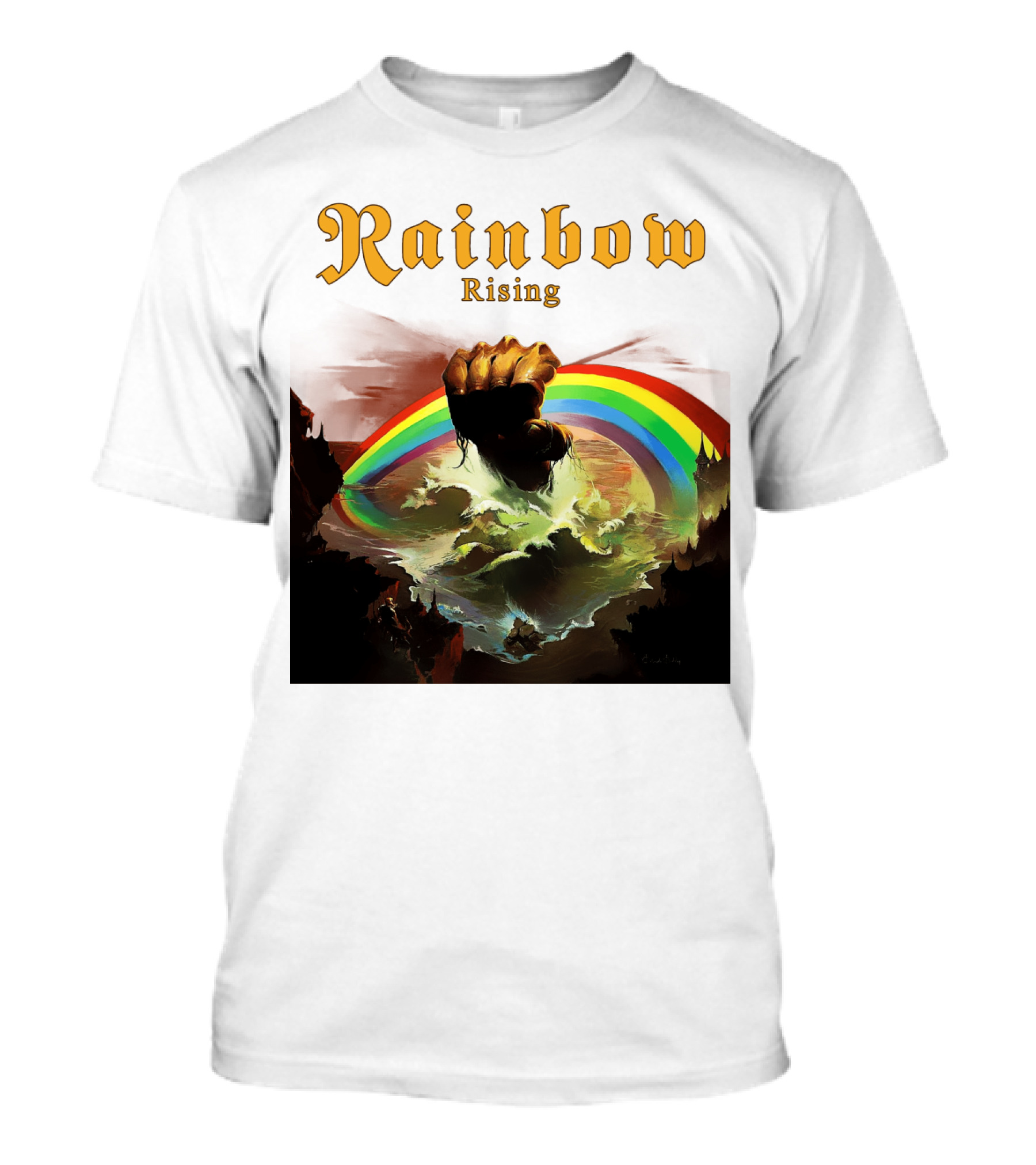Rainbow Rising Fist And Rainbow Wave T-Shirt