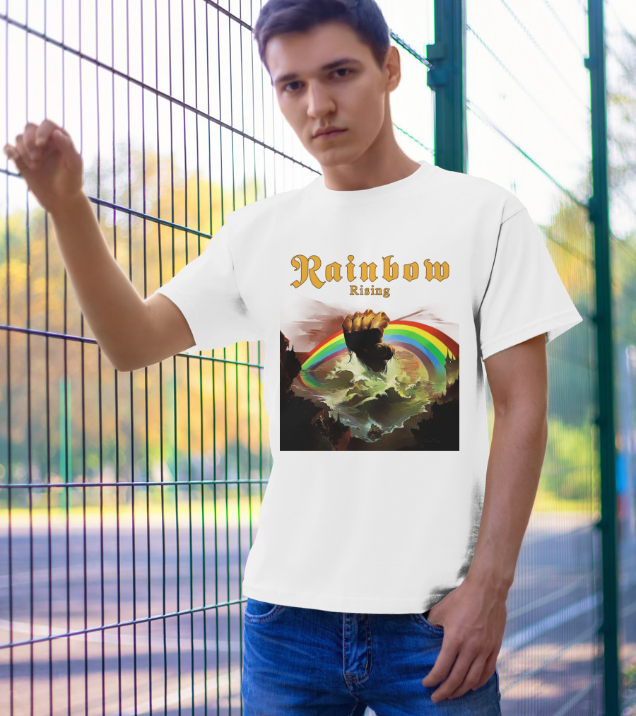 Rainbow Rising Fist And Rainbow Wave T-Shirt