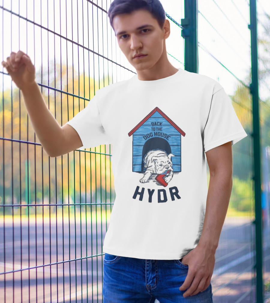Back To The Dog House HYDR Bulldog With Doghouse And Letter C T-Shirt