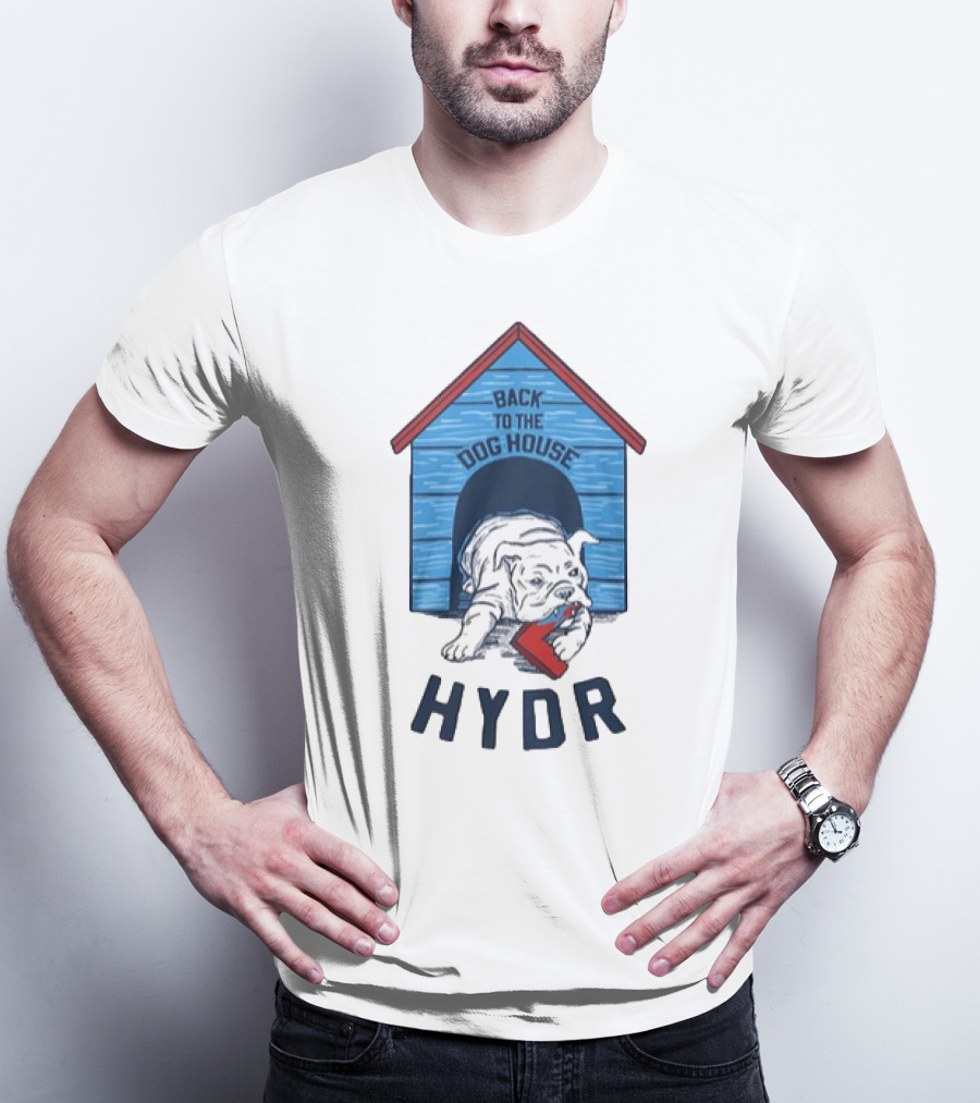 Back To The Dog House HYDR Bulldog With Doghouse And Letter C T-Shirt
