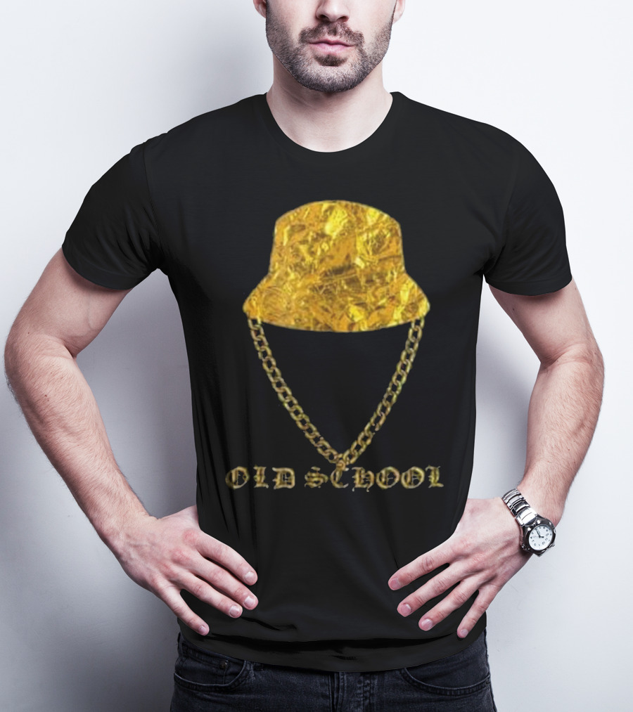 Old School 80s Hip Hop Gold Chain Bucket Hat T-Shirt