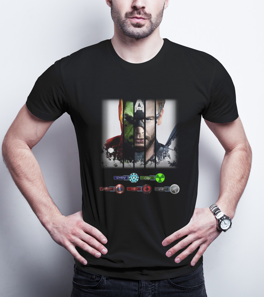 MARVEL Iron Man Hulk Captain America Wolverine Black Widow Hero Symbols T-Shirt