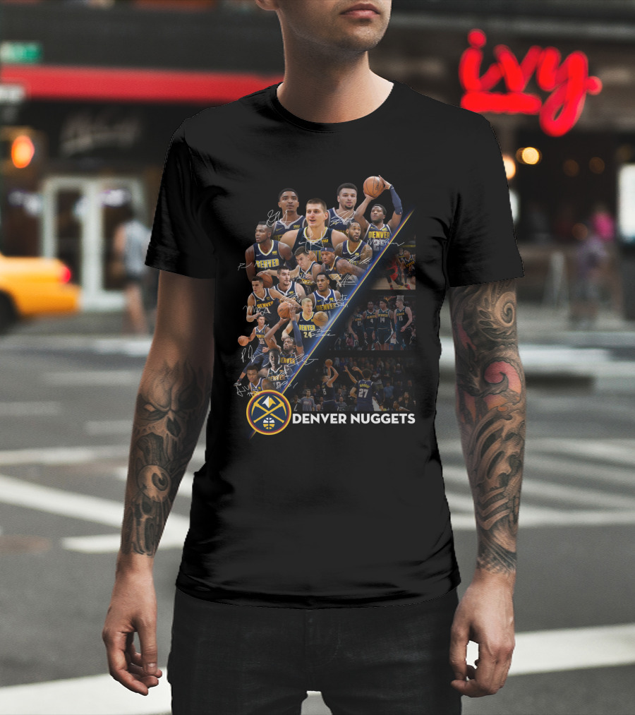 Denver Nuggets Team Players Signatures And Logo Collection T-Shirt