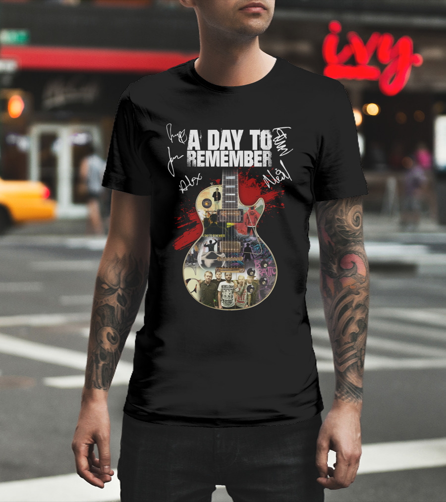 A Day To Remember Signed Guitar Collage T-Shirt