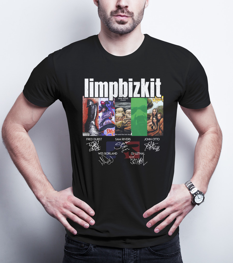 Limp Bizkit Significant Other And Chocolate Starfish Album Art With Fred Durst Sam Rivers John Otto Wes Borland Dj Lethal Signatures T-Shirt