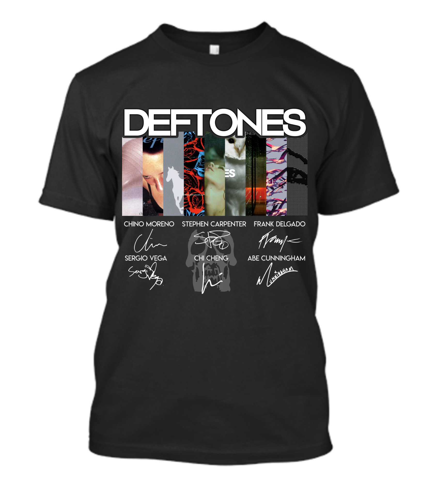 Deftones Band Member Signatures And Album Art Display T-Shirt