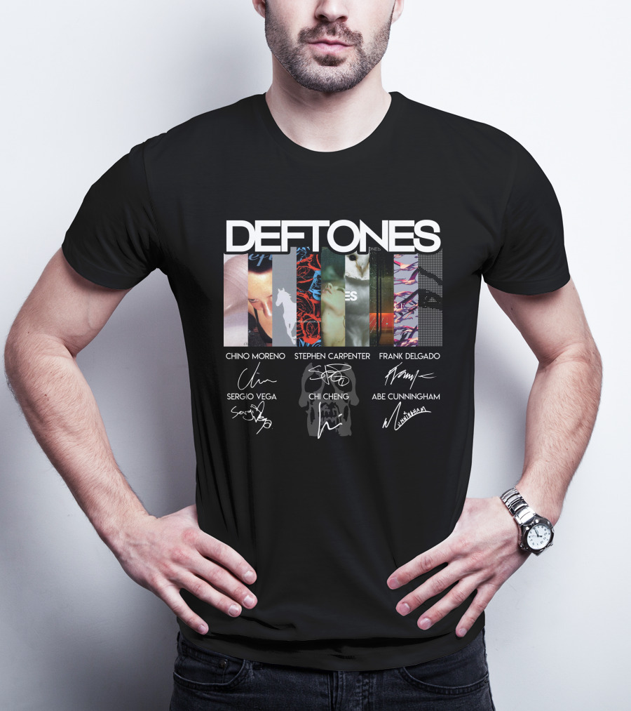 Deftones Band Member Signatures And Album Art Display T-Shirt