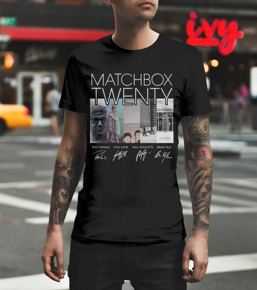 Matchbox Twenty More Than You Think You Are North Albums Signatures Ron Thomas Kyle Cook Paul Doucette Brian Yale T-Shirt