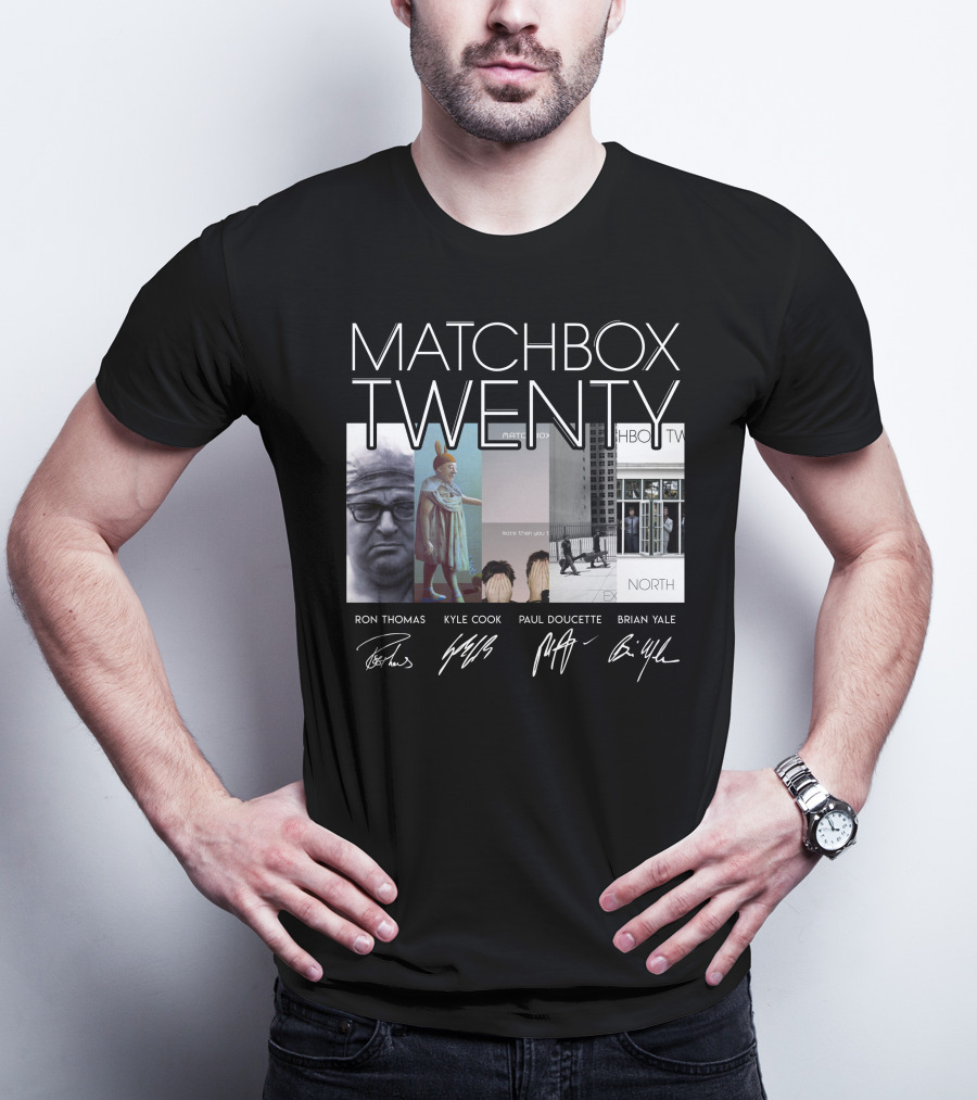 Matchbox Twenty More Than You Think You Are North Albums Signatures Ron Thomas Kyle Cook Paul Doucette Brian Yale T-Shirt