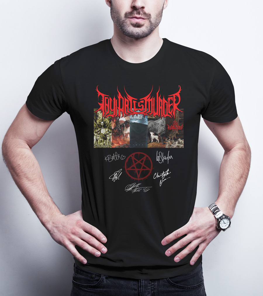 Thy Art Is Murder Autographed Band Artwork With Pentagram Symbol T-Shirt