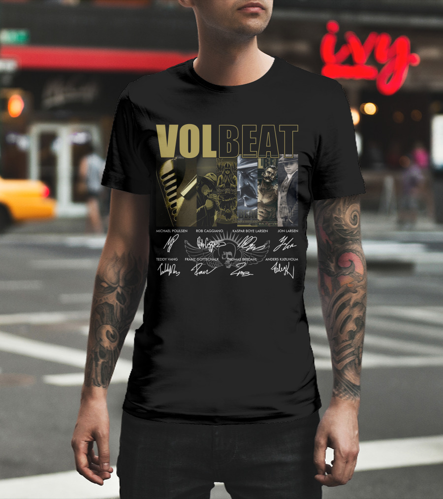 Volbeat Band Member Signatures And Album Art T-Shirt