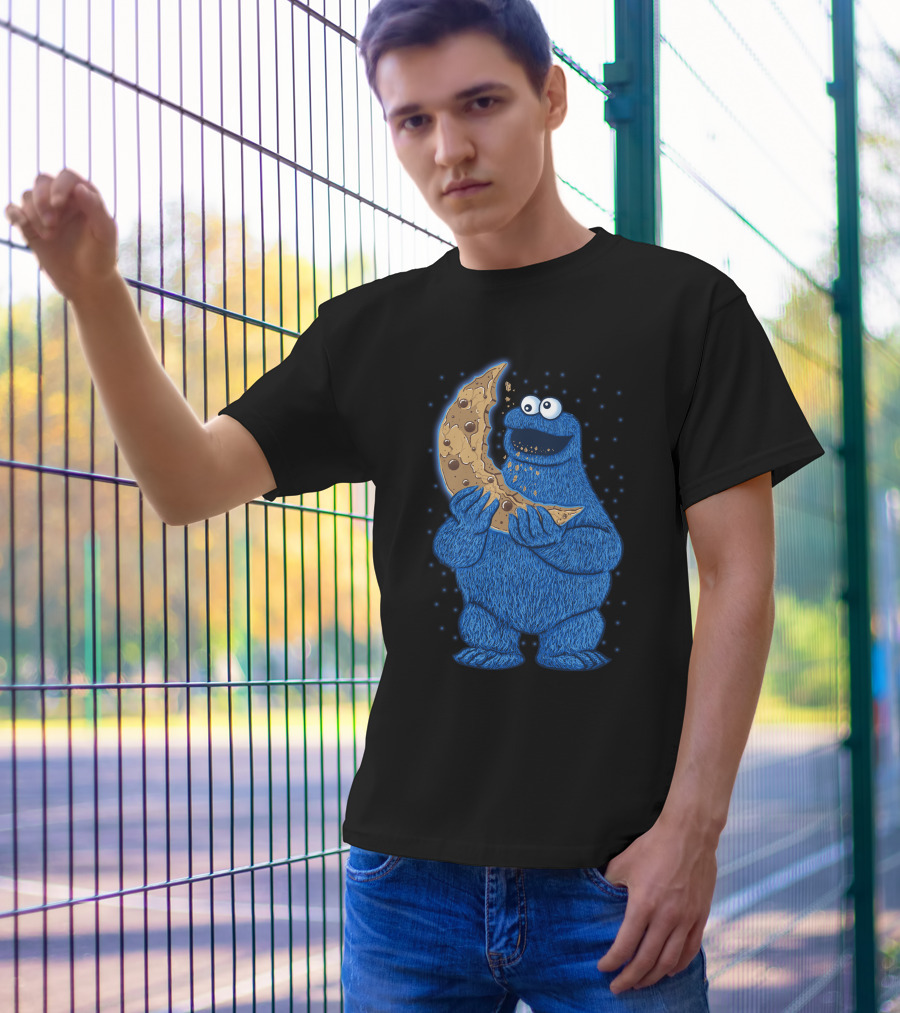 Cookie Monster Eating Moon Cookie T-Shirt