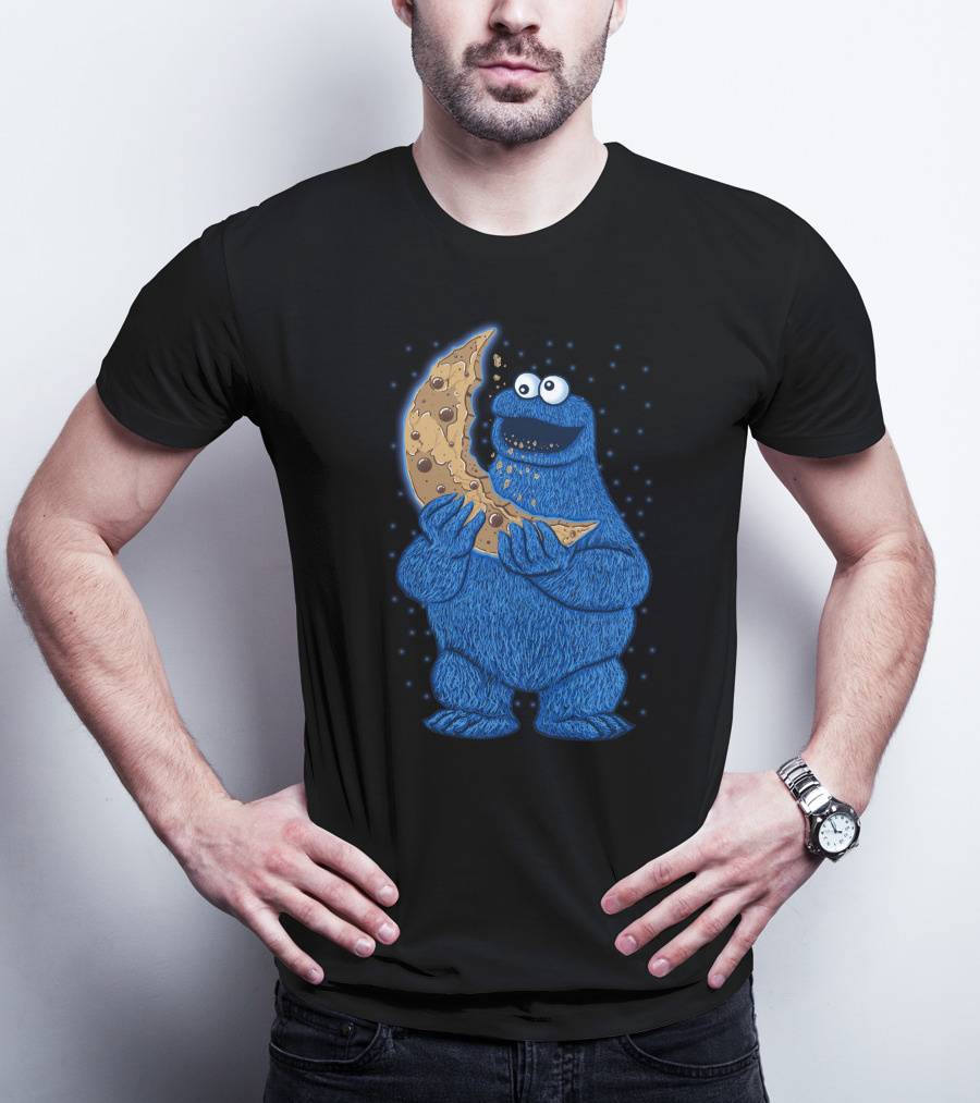 Cookie Monster Eating Moon Cookie T-Shirt