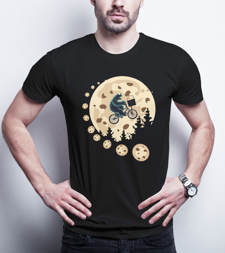 Cookie Monster Cycling Moon Adventure T-Shirt