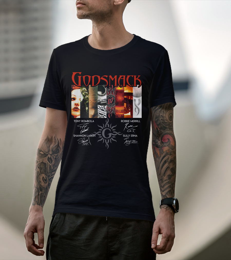 Godsmack Iv Tony Rombola Robbie Merrill Shannon Larkin Sully Erna Signatures T-Shirt