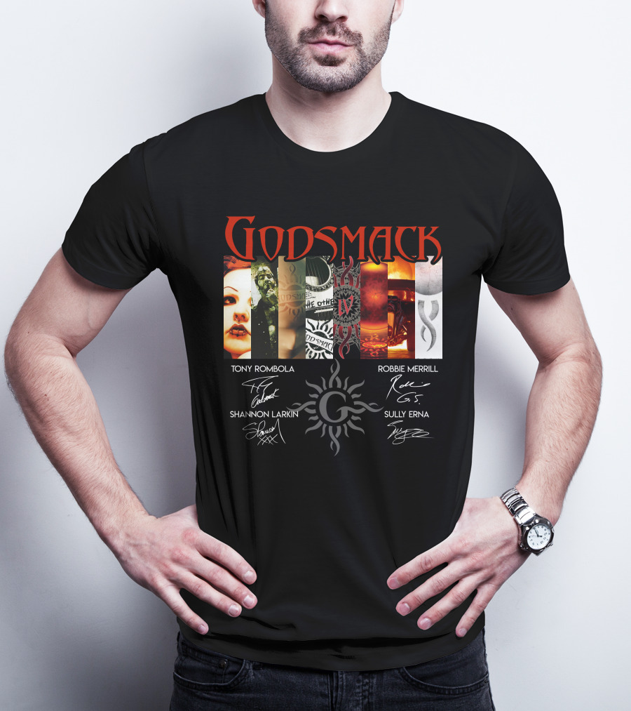 Godsmack Iv Tony Rombola Robbie Merrill Shannon Larkin Sully Erna Signatures T-Shirt