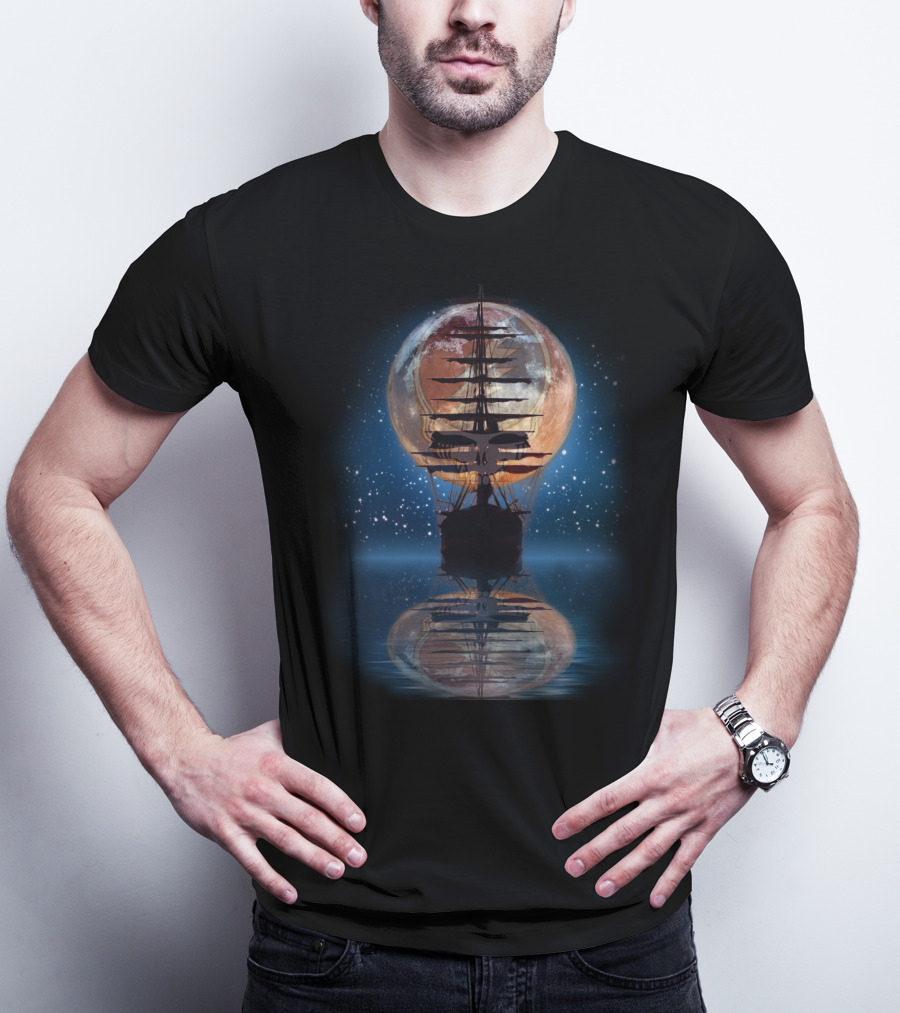 GD ShipofFools Skull Ship Moon Reflection T-Shirt